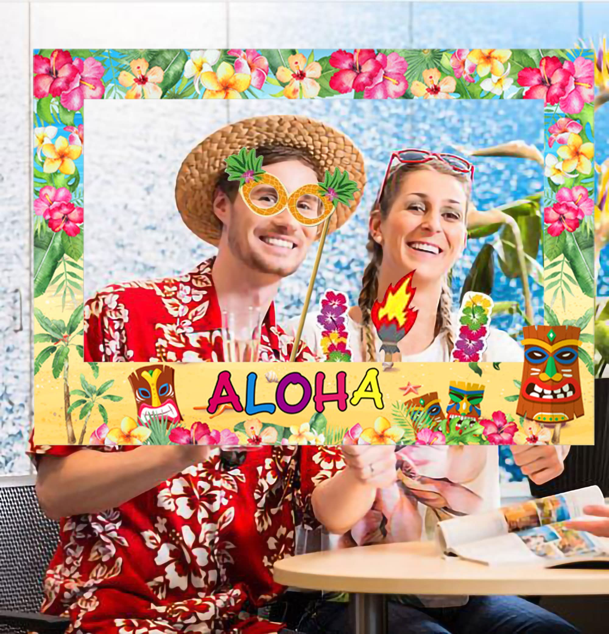 24 PCS Aloha Party Photo Booth Props Hawaiian Party Photo Booth Props Aloha Party Photo Booth Frame Aloha Party Supplies Aloha Baby Shower Decoration Aloha Bridal Shower