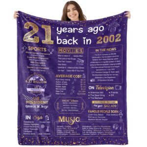 21st birthday gifts for her 21st birthday decorations for him 21 year old happy birthday gifts for women daughter son girl boy sister bestie soft throw blanket back in 2003-60x50 inch - gold