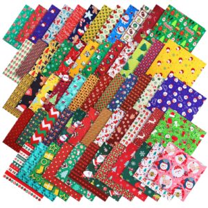 60 pieces christmas 10 x 10 inch fabric bundles sewing quilting fabric happy christmas santa claus elk snowflake christmas tree printing fabric squares craft fabric for patchwork sewing diy party