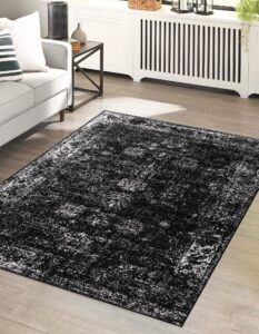 rugs.com monte carlo collection rug – 8' x 10' black medium rug perfect for living rooms, large dining rooms, open floorplans