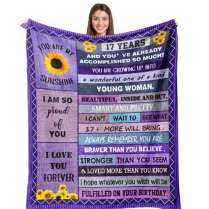 henazin 17 year old girl gift ideas, gifts for 17 year old girl, 17th birthday gifts for girl blanket 50"x60", 17th birthday decorations for girls, birthday gifts for 17 year old girl, 17th birthday