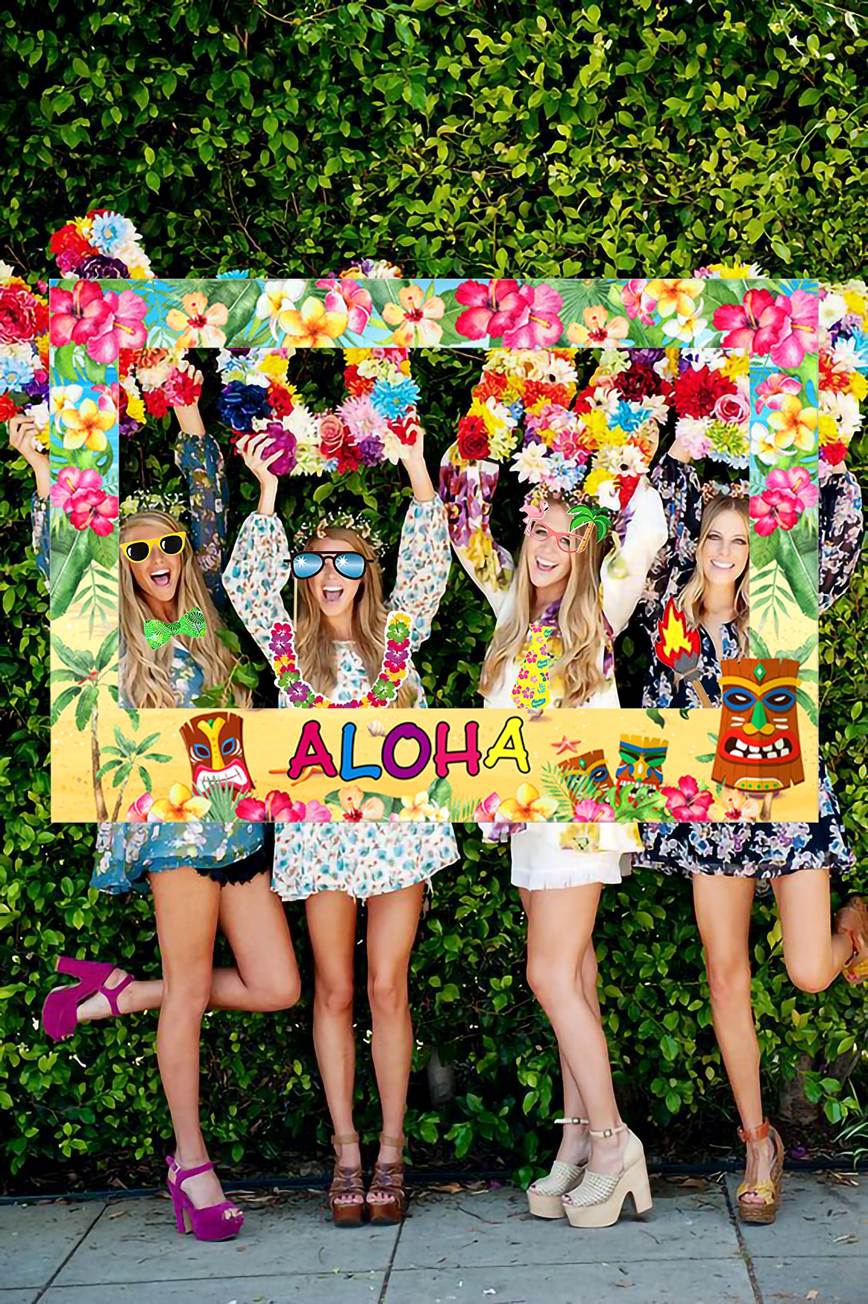 24 PCS Aloha Party Photo Booth Props Hawaiian Party Photo Booth Props Aloha Party Photo Booth Frame Aloha Party Supplies Aloha Baby Shower Decoration Aloha Bridal Shower