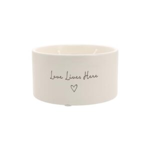 pavilion - love lives here - 10 oz soy wax ceramic vessel candle housewarming apartment-warming gift present neutral home decor