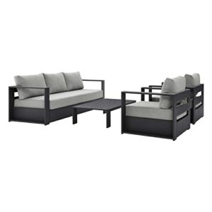 modway tahoe 4-piece fabric/powder-coated aluminum outdoor set in gray