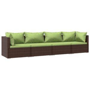 vidaxl brown patio furniture - green cushion - 4 seats