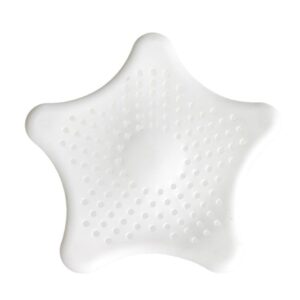 starfish kitchen floor drain, durable silicone hair stopper with suction cup, shower drain covers suit for bathroom bathtub and kitchen, easy to install and clean sink strainer, white