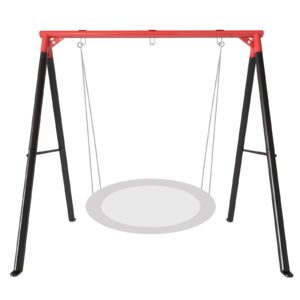 ikare upgraded heavy duty metal swing frame with ground nails, swing stand for 440lbs load capacity, fits for most swings, great for indoor and outdoor activities (red & black)