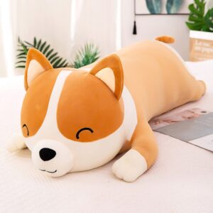 miaohaha plush long corgi toy cute soft stuffed animal corgi doll kids plush toy pillow gift for kids and girls(yellow, 100cm/39.3in)