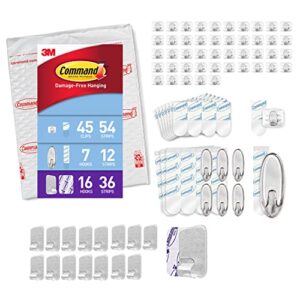 command clear home decor set - wall decor with clear light clips, hooks and adjustable clips, command strips included