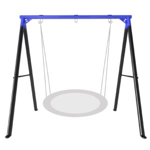 ikare upgraded heavy duty metal swing frame with ground nails, swing stand for 440lbs load capacity, fits for most swings, great for indoor and outdoor activities (blue & black)