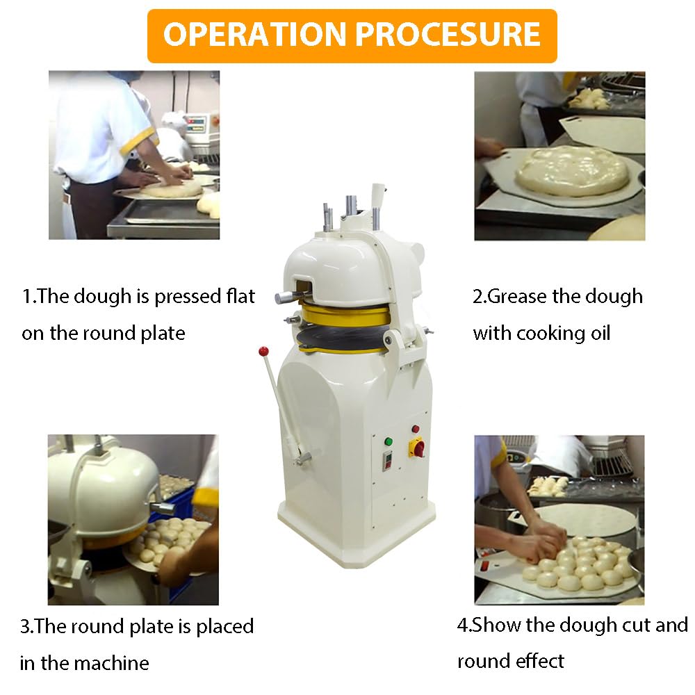 EQCOTWEA Dough Divider Rounder Machine 36Pcs Pastry Dough Dividing Rounding Machine Dough Portioning Rounder Bread Semi-Automatic Dough Separator Splitter Roller Dough Ball Maker Shaper 20g-70g 110V