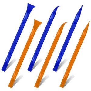 marshoho 6pcs carbon fiber plastic scraper, slim scraper pen scratch off tool for lottery tickets, ticket scratcher tool for scraping stickers, handy scraper cleaning, dirt (blue orange)