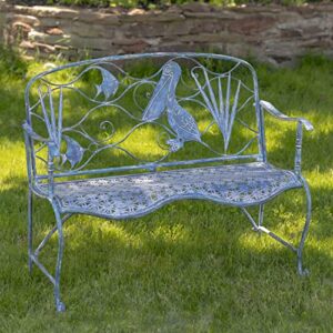 lesera ltd. coastal blue metal furniture collection bench/arm chair (pelican & angel fish bench), coastal furniture