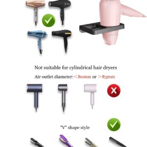 Wall Mount for Blow Dryer Hair Dryer Holder Compatible with Flat Iron Holder Wall Mount for Hair Tool Storage Organizer Straightener Holder Rack (Black)