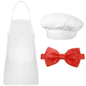 halloween chef apron hat costume, include white chef hat adjustable white apron red adjustable bow tie baker costume for halloween cosplay men women party supplies