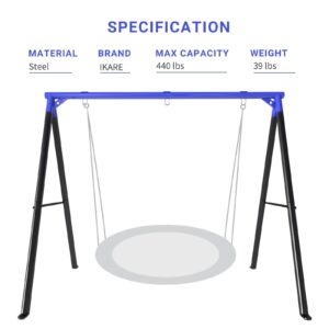 IKARE Upgraded Heavy Duty Metal Swing Frame with Ground Nails, Swing Stand for 440lbs Load Capacity, Fits for Most Swings, Great for Indoor and Outdoor Activities (Blue & Black)