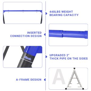 IKARE Upgraded Heavy Duty Metal Swing Frame with Ground Nails, Swing Stand for 440lbs Load Capacity, Fits for Most Swings, Great for Indoor and Outdoor Activities (Blue & Black)