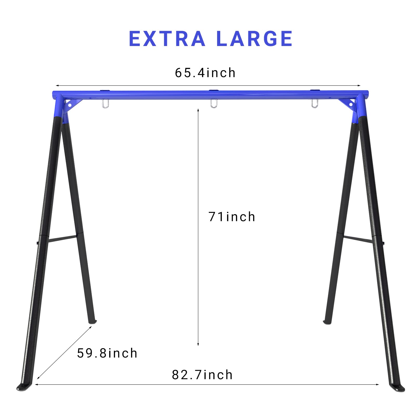 IKARE Upgraded Heavy Duty Metal Swing Frame with Ground Nails, Swing Stand for 440lbs Load Capacity, Fits for Most Swings, Great for Indoor and Outdoor Activities (Blue & Black)