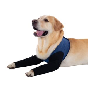 coodeo dog recovery sleeves, cone collar alternative, abrasion resistant dog recovery suit, washable 2.5mm thick and waterproof, pet wounds prevent licking, bite, keep dry (2xl, blue)