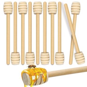 10 pcs honey dipper sticks - 6 inch wooden honeycomb sticks, honey stirrer stick for honey jar dispense drizzle honey and wedding party favors gift