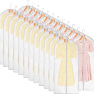 24 pieces long garment bag for hanging clothes dress bag bulk, lightweight clear full zipper clothes bags waterproof dress bag garment covers for women coat gown closet storage travel (24 x 60 inch)