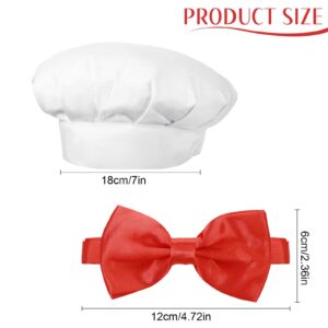 Halloween Chef Apron Hat Costume, Include White Chef Hat Adjustable White Apron Red Adjustable Bow Tie Baker Costume for Halloween Cosplay Men Women Party Supplies