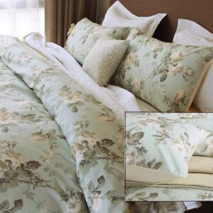 brandream 5pc french country garden toile floral duvet cover queen size with 4 packs standard size pillowcases set