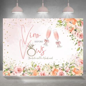 rsuuinu vino before vows bachelorette weekend backdrop for parties glitter dots flowers ring champagne bride to be photography background bach party wedding decorations banner photo booth props 7x5ft