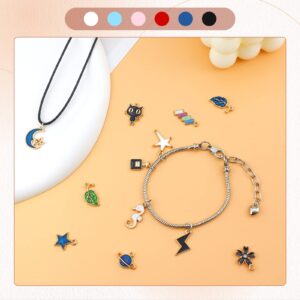 JIALEEY 100PCS Gold Plated Enamel Charms Mixed Moon Star Fruit Animal Charm Colorful Pendant DIY for Necklace Bracelet Jewelry Making and Crafting