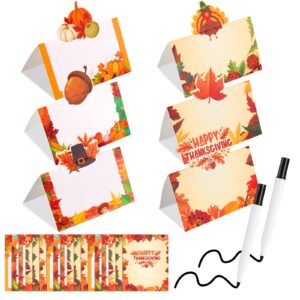 36 pcs thanksgiving place cards pumpkin fall leaves name place cards and 2 pcs permanent markers black markers name tents thankful greeting cards for thanksgiving harvest party bridal shower birthday