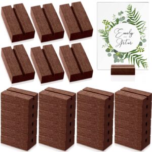 25 pcs wood place card holder 2 inch rustic table number holders stands wooden sign holders photo card display wood stand for wedding party birthday retail shop office pictures menu decorations