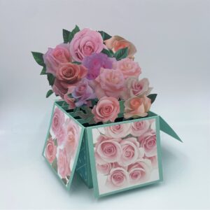 testbrands 3d pop up flower box greeting card | pink rose birthday, greeting, graduation, all occasions