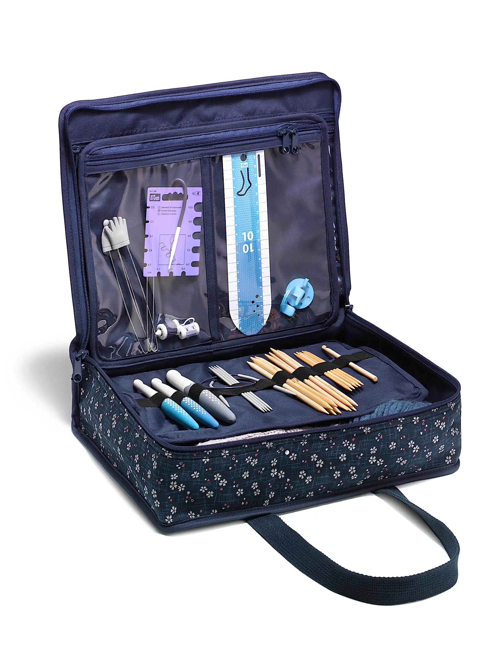 Prym Purpose, Navy Floral Project Organizer Bag, Blue