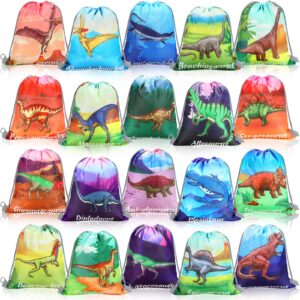 40 pack dinosaur party supplies favor drawstring bags for kids birthday gift bags dino theme party favor bags dino backpack bag treat goodie candy bags for boy girl baby shower school travel, 20 style