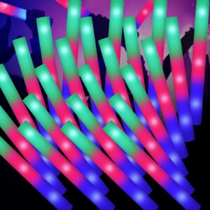 shqdd100 pcs led foam sticks, bulk foam glow sticks with 3 modes colorful flashing, glow in dark party supplies, glow stick bulk party pack for wedding,raves,concert,camping,sporting events,pool party