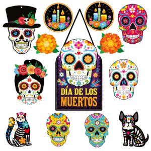 dia de los muertos decor day of the dead decorations dia de los muertos sign day of the dead decor sugar skull cutouts halloween party supplies, set of 25