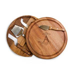 toscana monogram initials a personalized acacia circo cheese cutting board & tools set