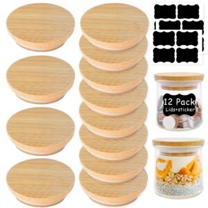 oui yogurt jar lids-12 pack oui lids-natural bamboo wood with silicone sealing rings and oui yogurt bottle label,for 5 oz oui yogurt jars