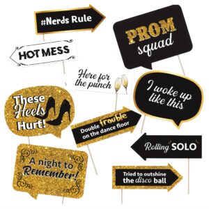 funny prom night photo booth props - prom night themed party decorations - funny photography supplies - selfie props with sticks - 10pcs