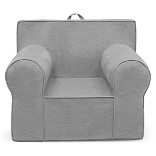 Delta Children XL Cozee Foam Chair - Perfect Size for Kids Ages 18 Months - 12 Years+, Light Grey