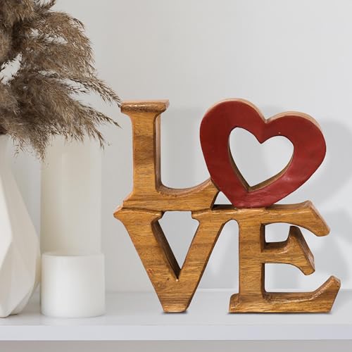 Decozen Handcrafted Solid Wood Sculpture from Daughter, Son, Husband - Ideal for Home, Mantel, Fireplace, and Foyer Decor - Tabletop Accent