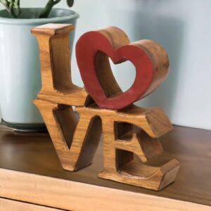 Decozen Handcrafted Solid Wood Sculpture from Daughter, Son, Husband - Ideal for Home, Mantel, Fireplace, and Foyer Decor - Tabletop Accent