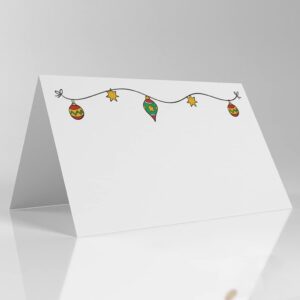 25 christmas place cards foldable tent cards seating (3.5 x 2 in), table name cards for christmas party, food buffet labels, dinner parties, banuets, baby shower / yjzw016j