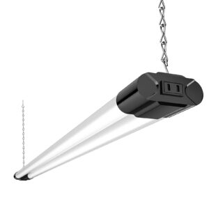 bbounder 1 pack linkable led utility shop light, 4400 lm, 6500k cool daylight, 4 ft, 48 inch integrated fixture for garage, 40w equivalent 250w, surface + suspension mount, black