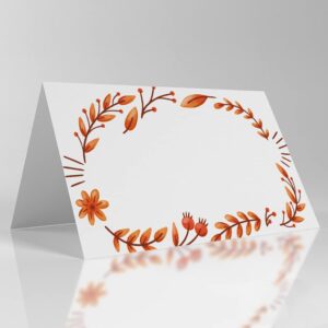 25 thanksgiving day place cards tent cards seating (3.5 x 2 in), fall leaves table name cards for thanksgiving party, food labels, dinner parties, banquets, baby shower / yjzw008j