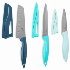 core kitchen 31869-tv 6-pc. knife set, santoku, utility and paring with sheaths - quantity 1