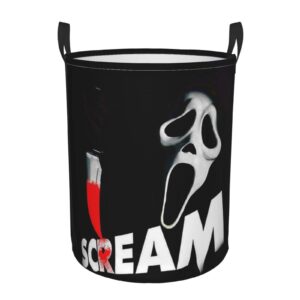 movie scream theme horror dirty clothes laundry hamper durable waterproof polyester laundrys baskets with handle circular foldable storage basket