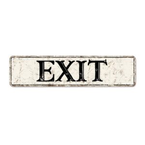 exit vintage metal sign wall art exit decor vintage metal sign poster quality metal sign road street signs hanging novelty sign farmhouse decor for yard garage bar coffee garden 12x3in