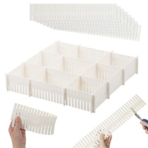 14.5 in white adjustable drawer dividers, twutgayw 8pc diy grid drawer organizer dividers, plastic organizer separator for socks underwear makeup cosmetic clothes can help tidy kitchen bedroom dresser