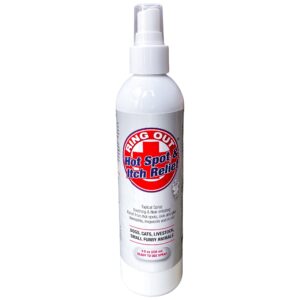 ring out - hot spot and itch relief for dogs and cats. spray for dog hotspot, rash, dry skin, infection, paws, itching, irritation, allergy, wound care (8 oz spray bottle)